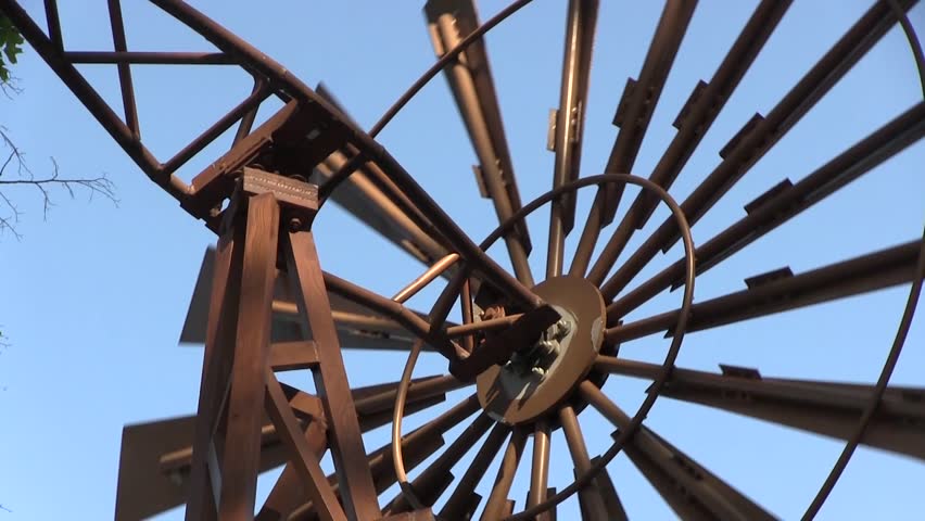 The Windmill Blades Ratating While The Wind Blows Stock Footage Video ...