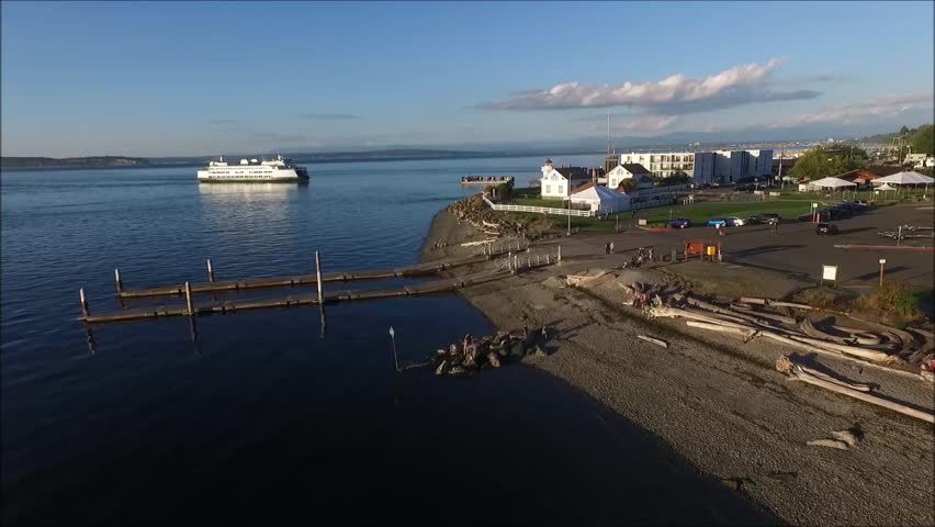 Stock Video Clip of Aerial view of Elliot Point, Lighthouse Park ...