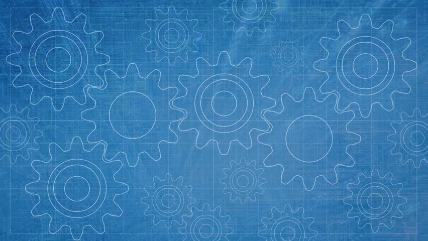 Animated Mechanical Motion Background, Rotate Cogwheel. Loppable Blue ...