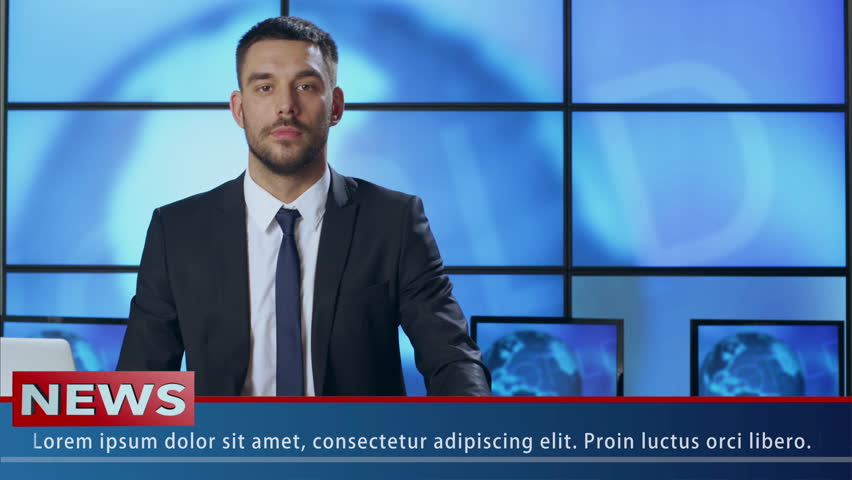 Male News Presenter in Broadcasting Stock Footage Video (100% Royalty ...