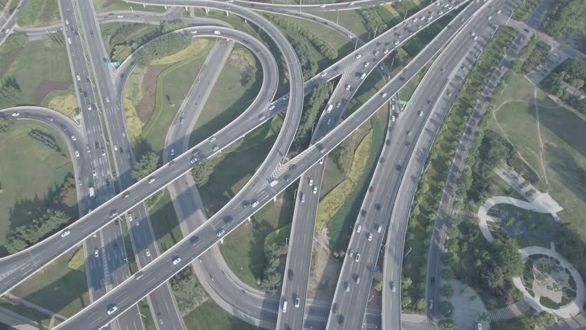 Aerial Shot Of A Massive Interchange In Zhengzhou City, Infrastructure ...
