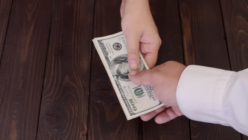 Man Counting And Giving Cash Money Another Man Stock Footage Video ...