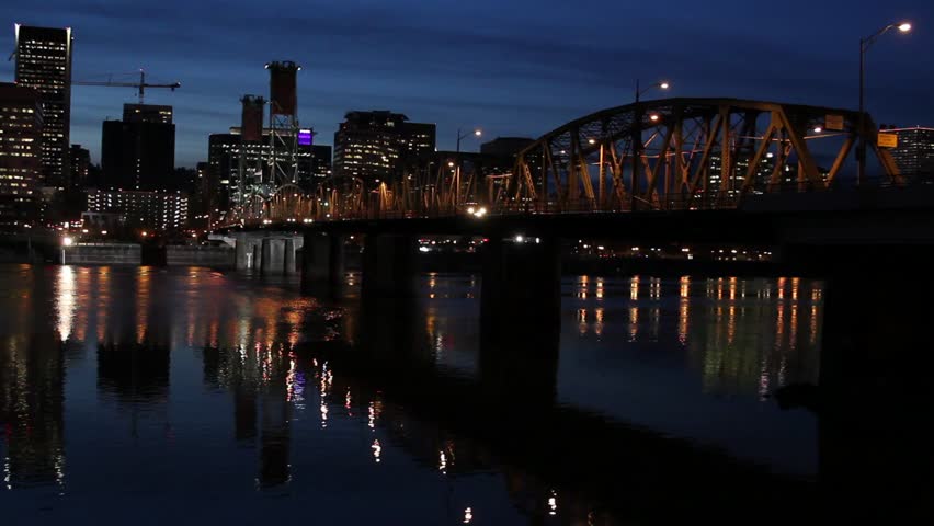 Night Cityscape with lights in Portland, Oregon image - Free stock ...