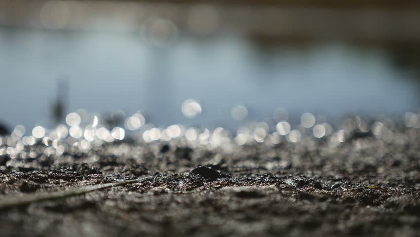Colorful Pebbles On The Beach At Amazing Sunset With Sea View, Splashes ...