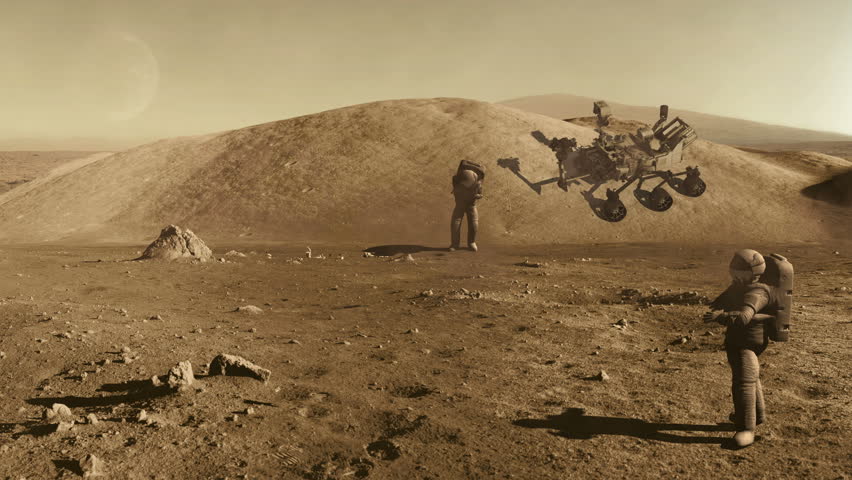 Стоковое видео «Two Astronauts Party On Mars» (абсолютно без ...