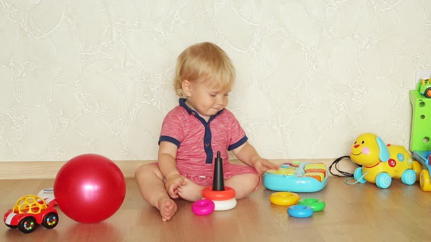 One Year-old Child Playing with Stock Footage Video (100% Royalty-free ...