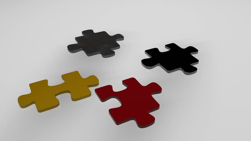 Jigsaw Puzzle Assembly. 3D Animation And Gradient Background. Colorful ...