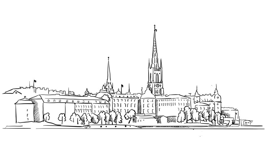 Malta Vatella Animated Outline Sketch On White, Drawing Animation ...