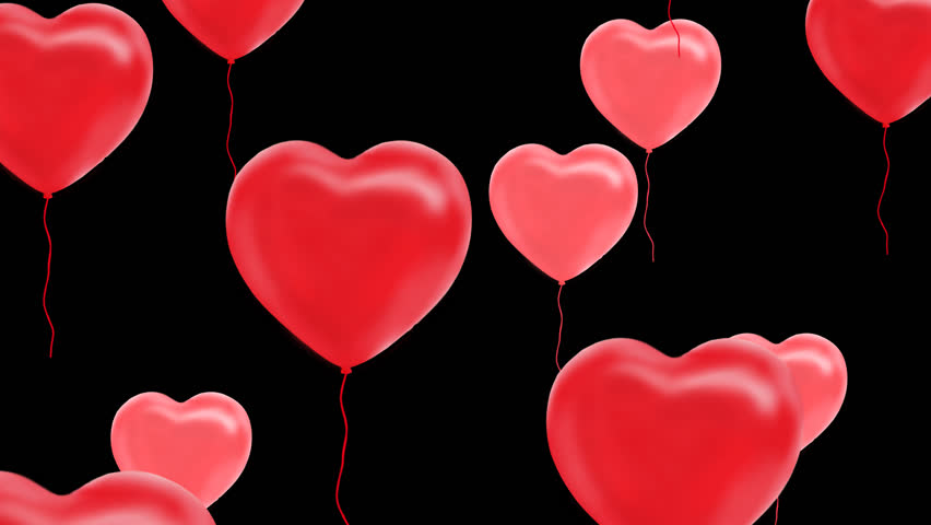 3d Animation Of Heart-shaped Balloons Flying Up - Loopable From Fram ...