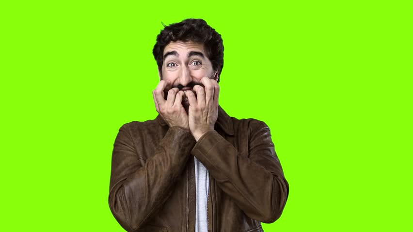 Scared Man Is Frightened And Afraid, Funny Expression Stock Footage ...