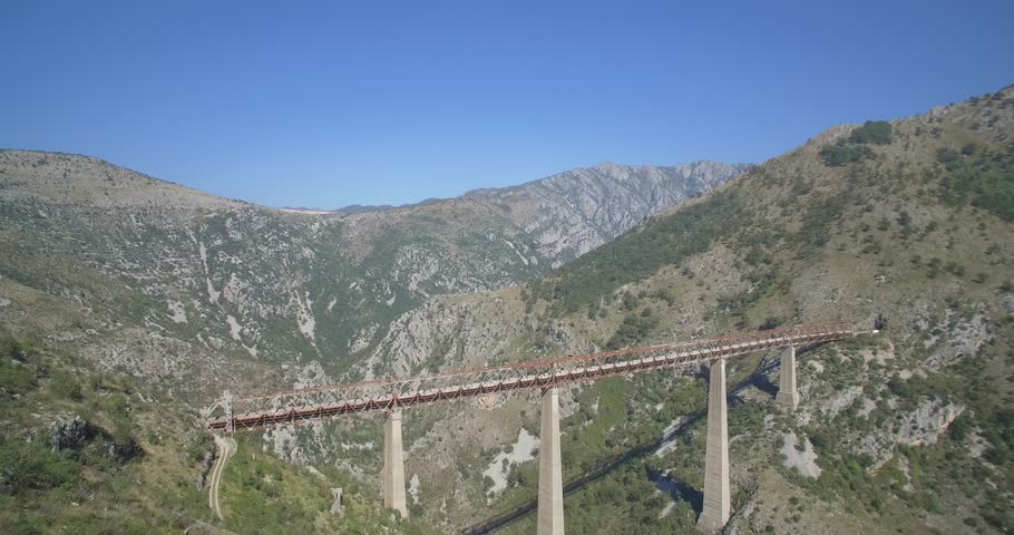 Aerial, Train Bridge Over Mala Rijeka, Montenegro - Native Material ...