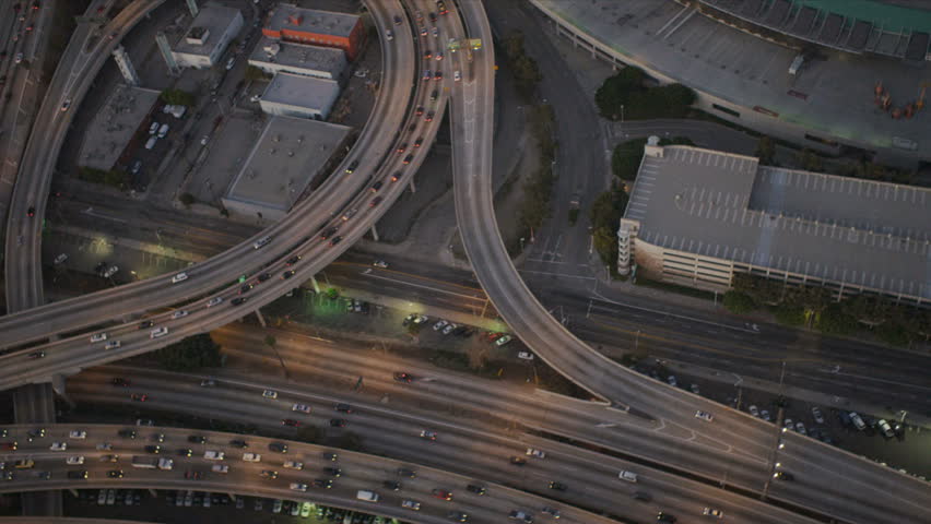 Aerial View Of Los Angeles Freeway Intersection Stock Footage Video ...