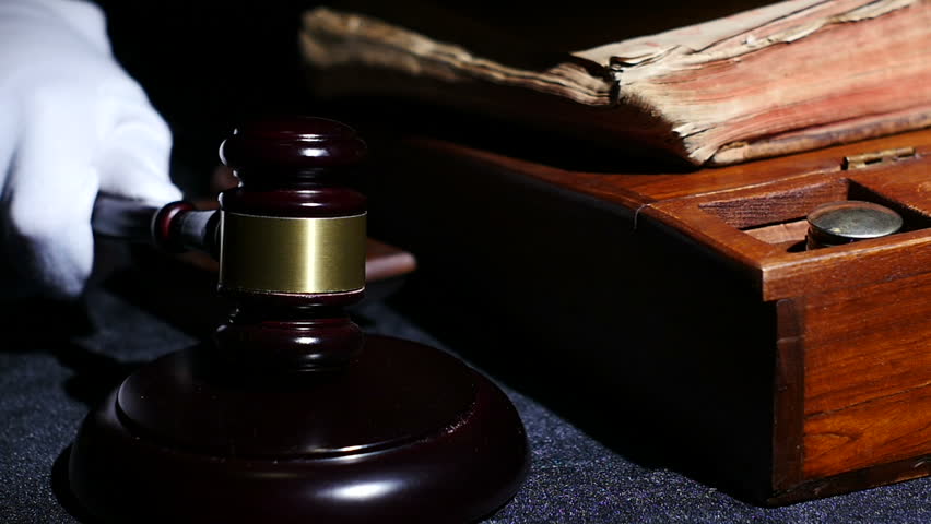 Judge Hand Close Up And Gavel Hammer Hit Court Adjourned Stock Footage ...