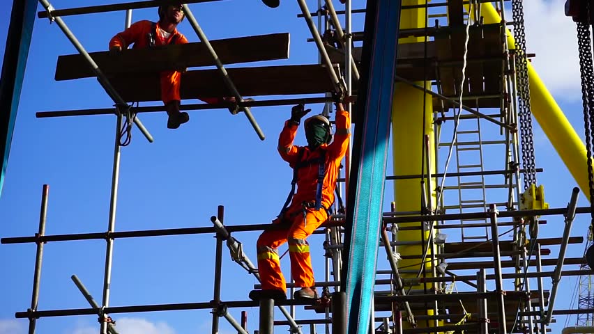 KELANTAN, MALAYSIA - FEB 16 2016 : Working At Height. Scaffolders ...