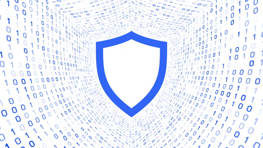 Red Shield Icon Form Red Binary Tunnel On White Background. Computer Security Concept. Seamless ...