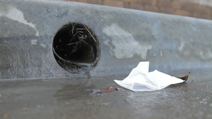 Trash Washed Down the Gutter Stock Footage Video (100% Royalty-free ...