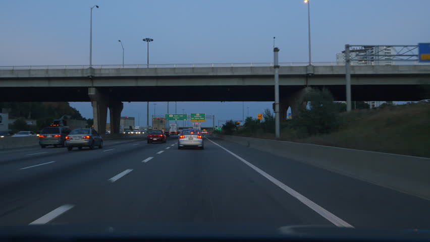 TORONTO, CANADA On Sept 23rd: Driving East On Highway 401 With Overhead ...