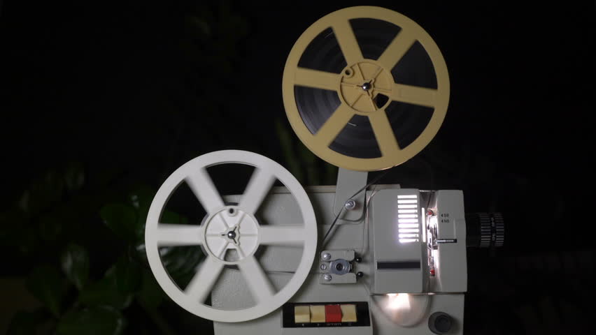Wide Shot Of 16mm Film Projector At Start Up Stock Footage Video ...