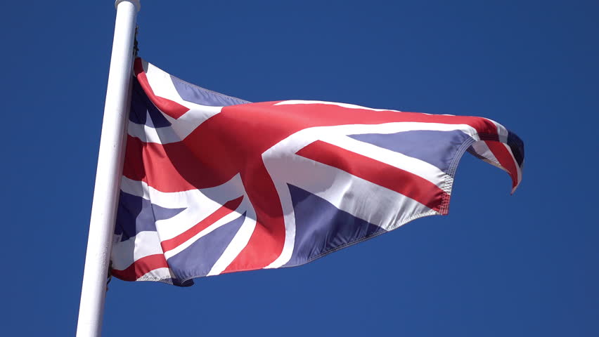 The British Union Jack Flag Blowing In The Wind. Stock Footage Video ...