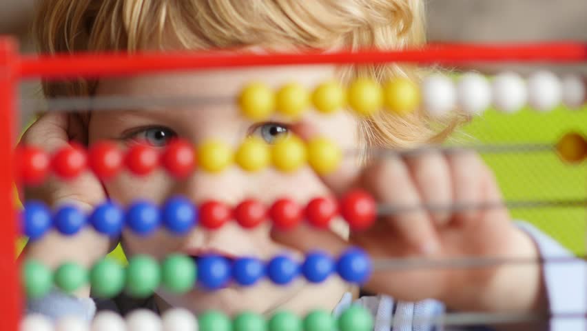 Caucasian Boy Learning Counting. Young Stock Footage Video (100% ...