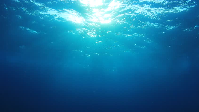 Beautiful Underwater Sea Scene View With Natural Light Rays, Shining ...