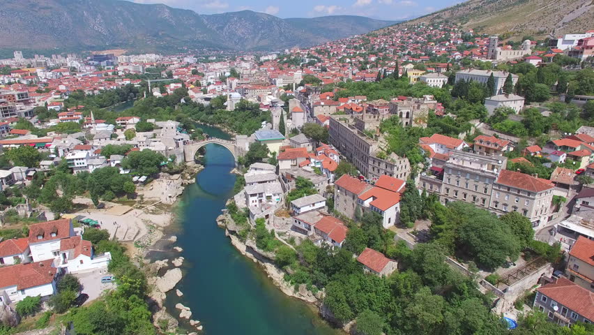 Old Bridge In Mostar, Bosnia And Herzegovina | Aerial View Old Bridge ...