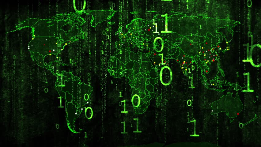 Hacker War Super Modern Digital Data Hacking World Map Simulation 4K ...