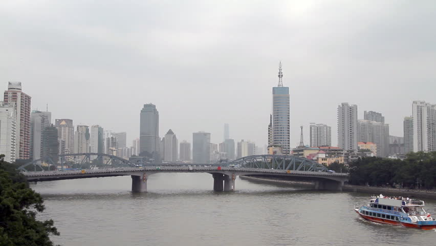 Haizhu Bridge is an Iron Stock Footage Video (100% Royalty-free ...