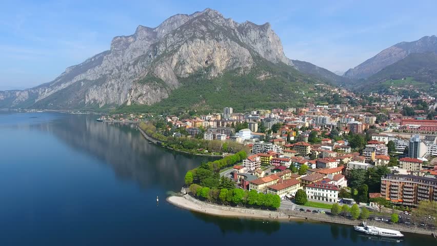 Panoramic View - City Of Lecco On Como Lake Stock Footage Video ...