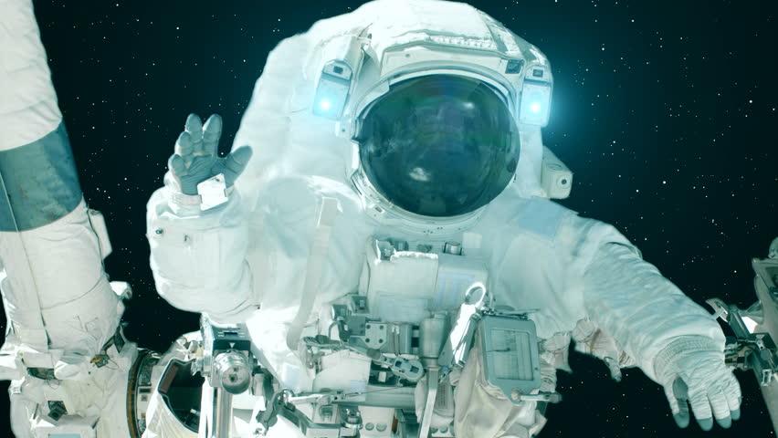 Astronaut Working In Deep Space. Realistic Reflections On Visor. Vídeo ...