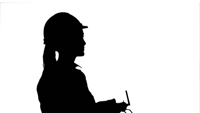 Silhouette Female Engineer Operating a Stock Footage Video (100% ...
