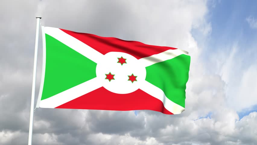 Burundian Flag Waving Over A Blue Cloudy Sky Stock Footage Video ...
