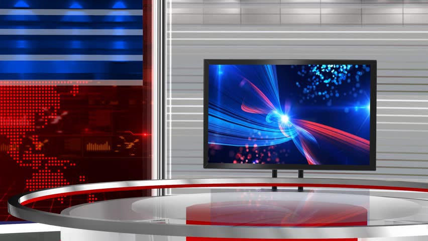 News TV Studio Set - Virtual Green Screen Background Loop Stock Footage ...
