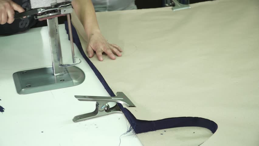 Textile Fabric Production. Closeup Of Female Hand Working On Weaving ...