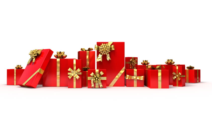 Animated Gift Boxes. White Background, 4 In 1, Loop Stock Footage Video ...