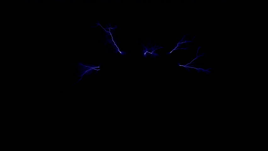 Overhead View Of Multiple Branching Lightning Effect Electric Arcs
