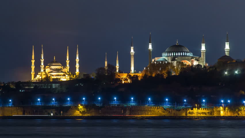 View of constantinople by evening light in Istanbul, Turkey image ...