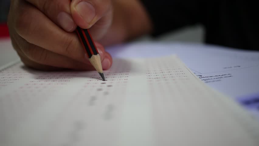 Close Up Girl Hands Of Student Writing During The Test Exam With ...