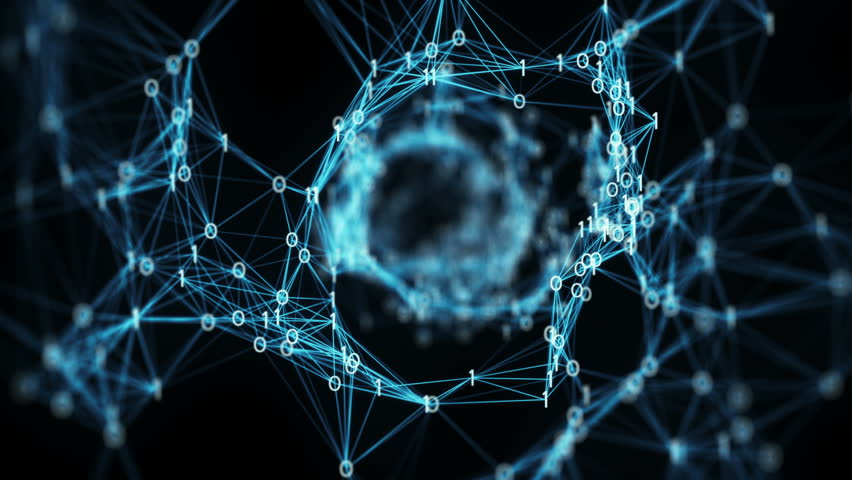 Abstract Digital Data Plexus Binary Nodes And Connection Paths Within Ring Type Of Network