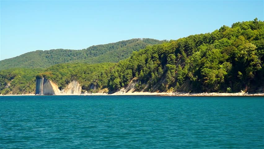 Steep Seashore Of The Black Sea In Summer Season Near Tuapse, Russia ...