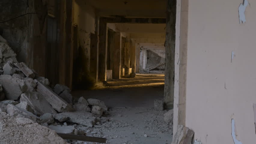 Abandoned Long Corridor/hallway,dolly Slider Motion.A Long Corridor ...