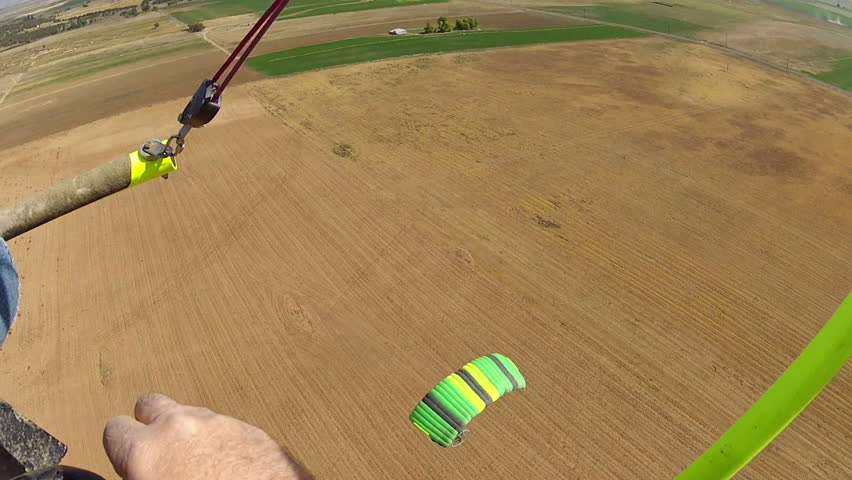 Aircraft Parachute Ultralight Over Farm Stock Footage Video (100% ...