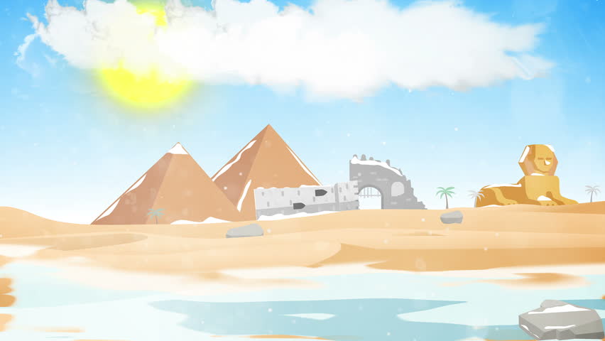 Day In Desert. Animation Of Landscape In Cartoon Style. Different ...
