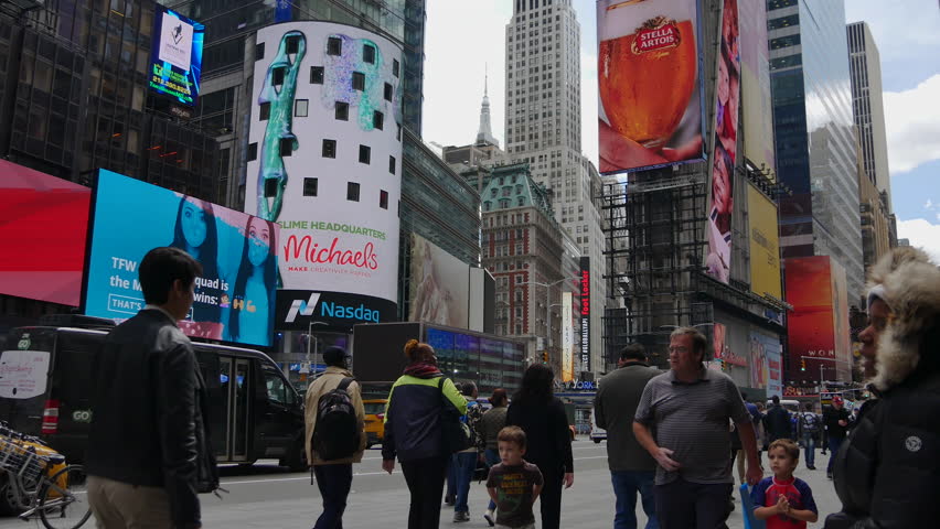 NEW YORK CIRCA 2015: Slow Motion Pedestrians Walking In Times Square ...