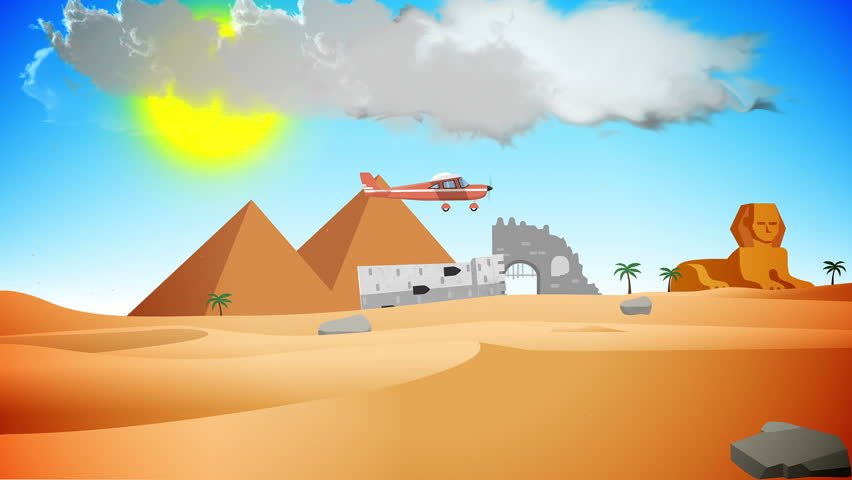 Cartoon Desert Landscape Animation Loop. Colorful Desert Background ...