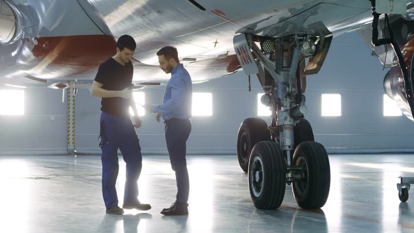 In a Hangar Aircraft Maintenance Stock Footage Video (100% Royalty-free ...
