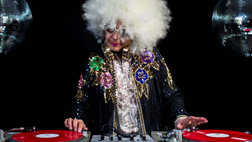 Stock video of amazing dj grandma, older lady djing | 28765492 ...