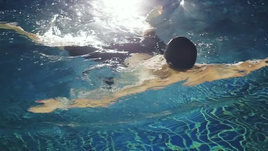 Fit Man Diving Underwater In Swimming Pool In Slow Motion Stock Footage ...