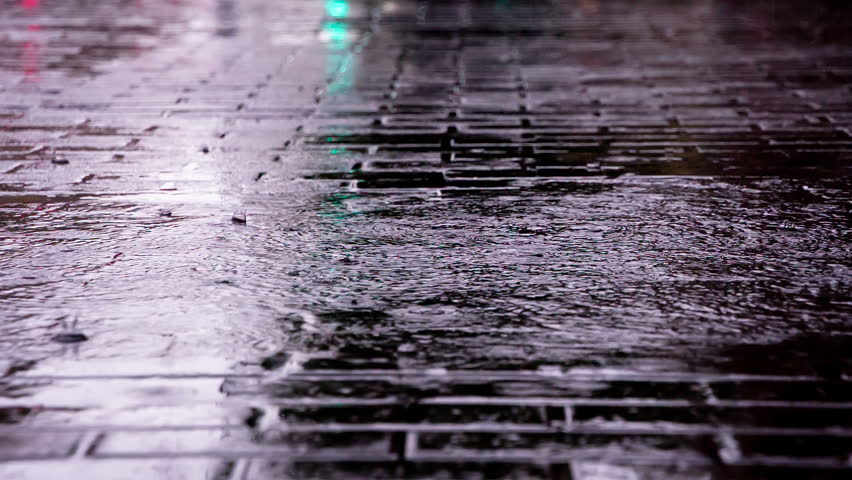 First Drops Of Rain On Paving. Beautiful Rain Background Stock Footage ...