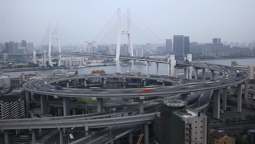 Nanpu Bridge Interchange, Huangpu River, Stock Footage Video (100% ...